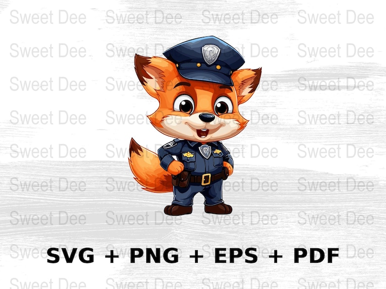 Cartoon Police Fox Svg Png Eps, Commercial Use Clipart Vector Graphics ...