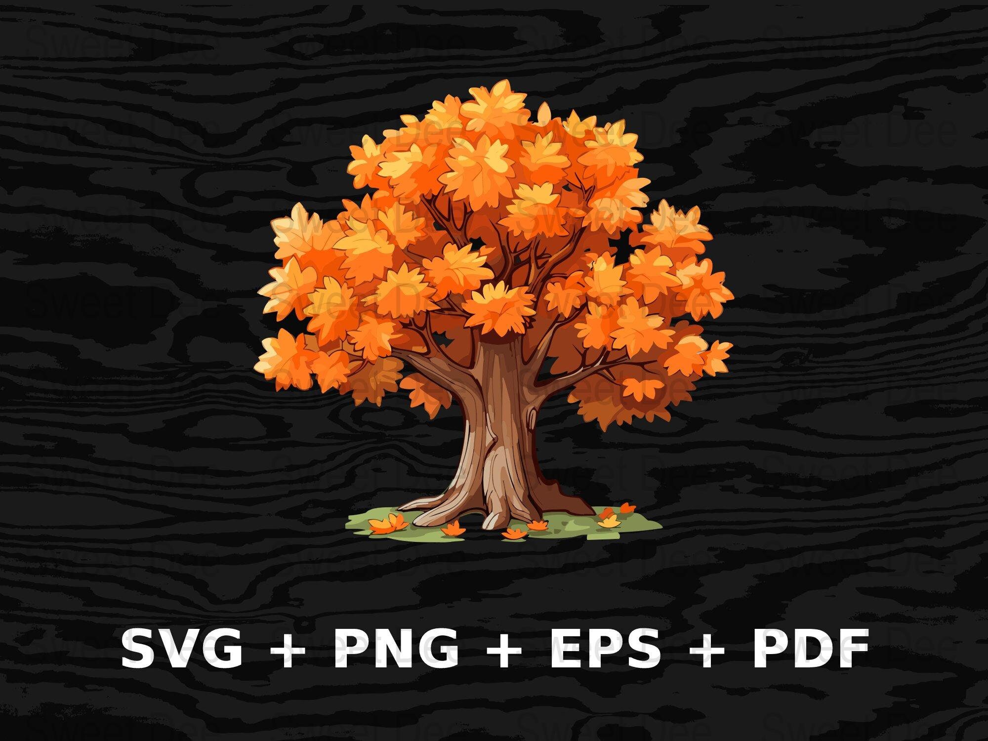 Cartoon Maple Tree Svg Png Eps, Commercial Use Clipart Vector Graphics ...