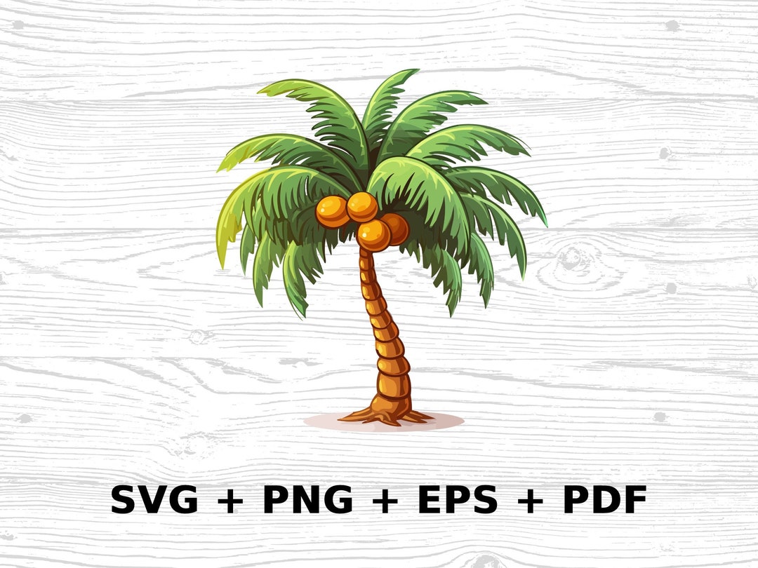 Cartoon Palm Tree SVG Png Eps, Commercial Use Clipart Vector Graphics ...