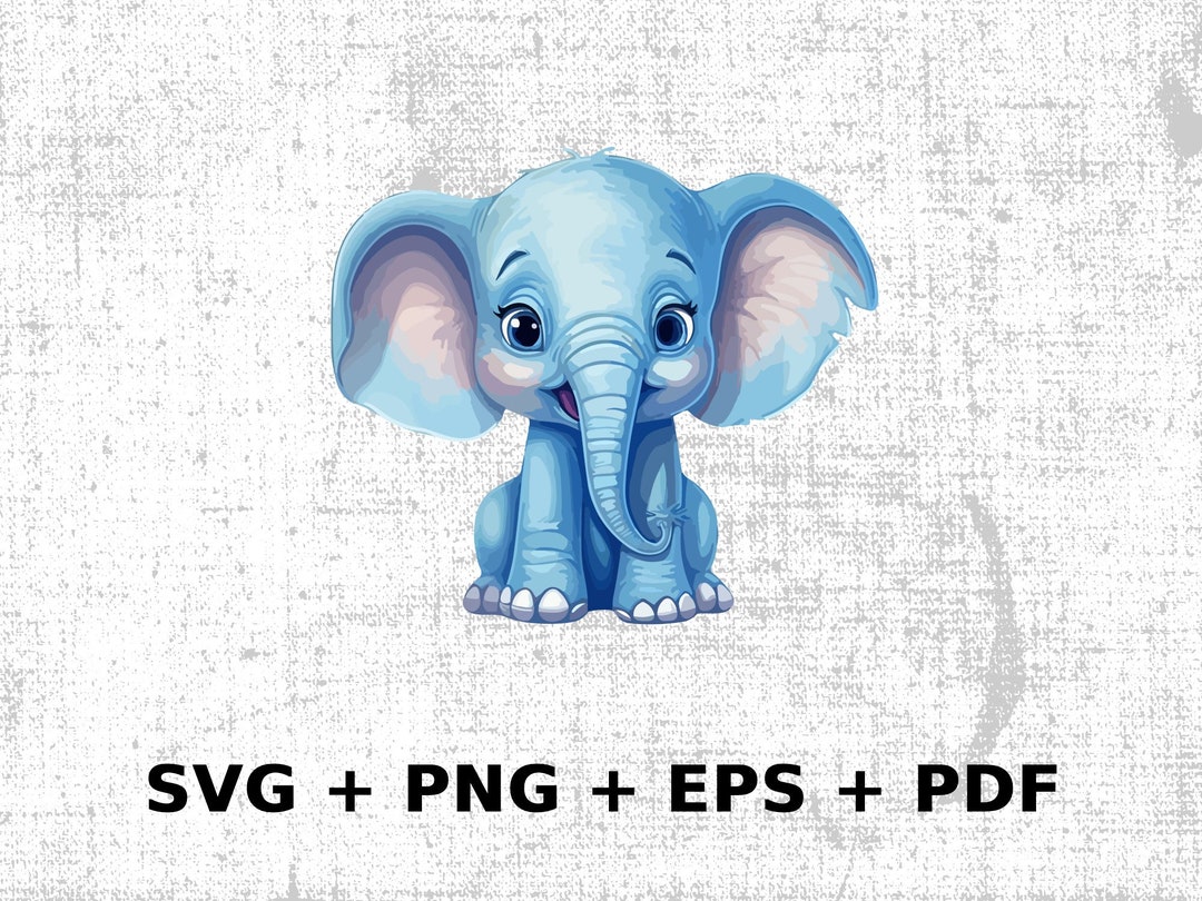 Cartoon Elephant SVG Png Eps, Commercial Use Clipart Vector Graphics ...