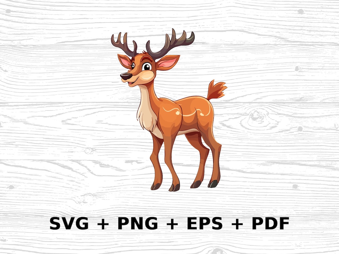 Cartoon Deer SVG Png Eps, Commercial Use Clipart Vector Graphics for ...