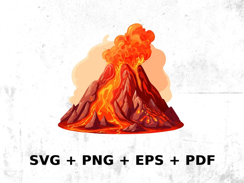 Cartoon Volcano SVG Png Eps, Commercial Use Clipart Vector Graphics for ...