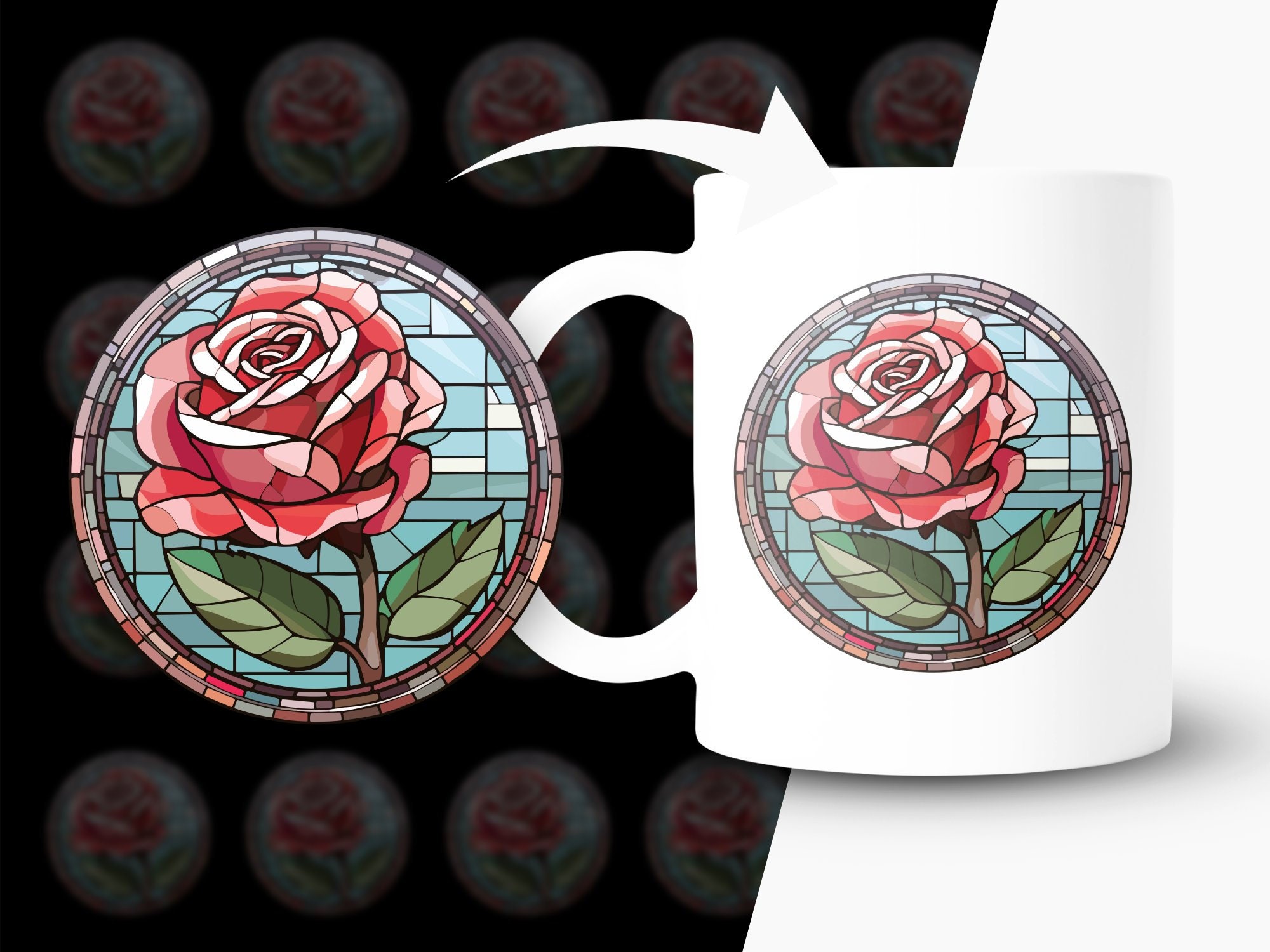 Rose Stainless Glass Window SVG Png Eps, Commercial Use Clipart Vector ...