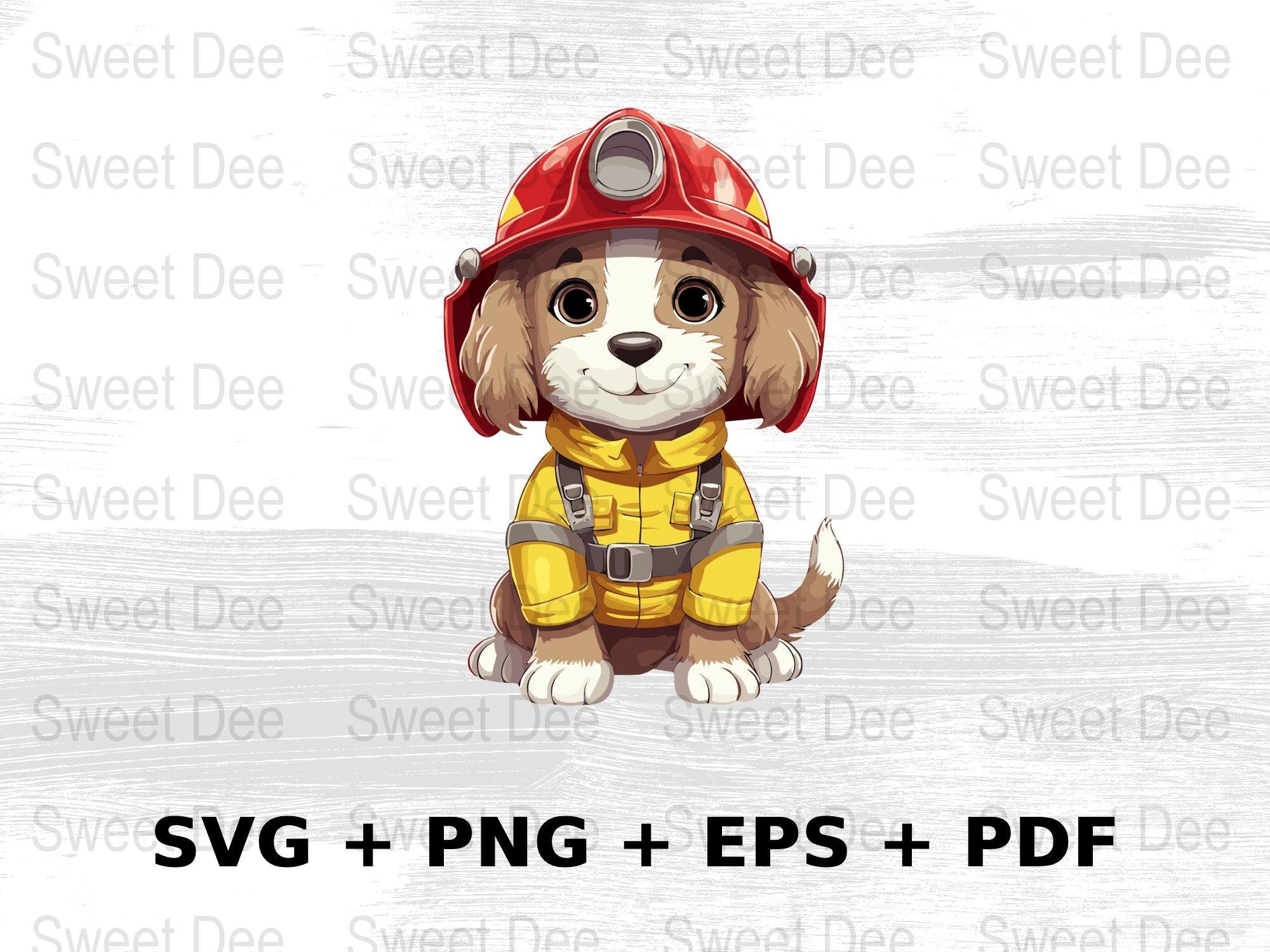 Cartoon Cute Dog Fireman Svg Png Eps, Commercial Use Clipart Vector ...