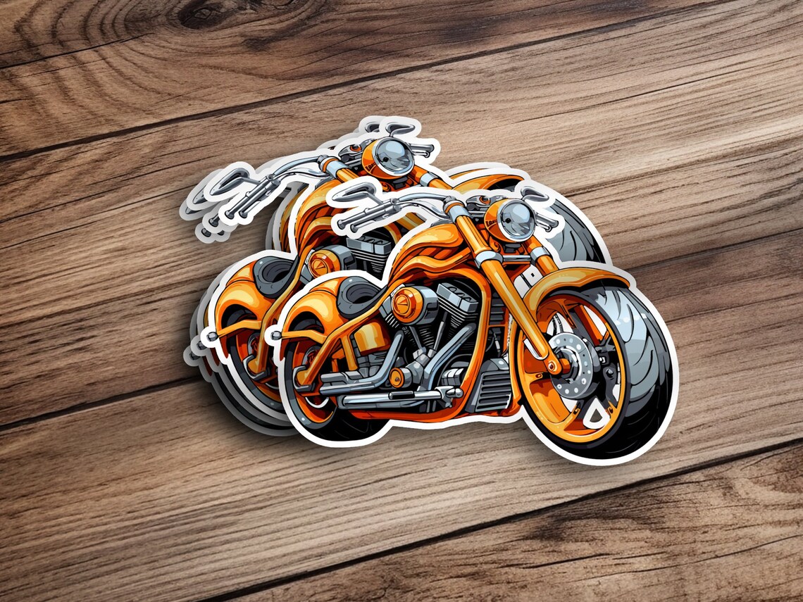 Cartoon Orange Motorcycle SVG Png Eps, Commercial Use Clipart Vector ...