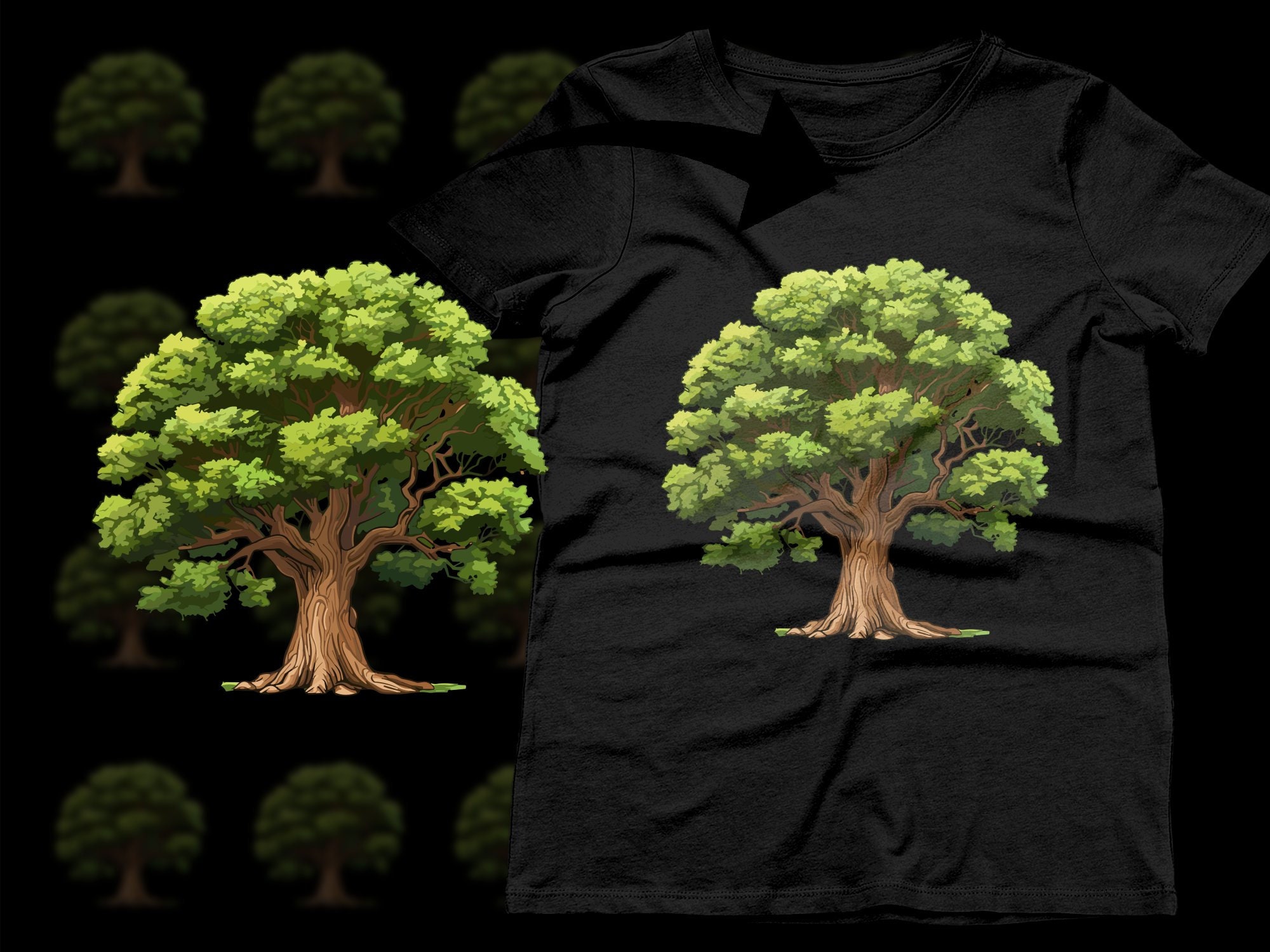 Oak Tree SVG Png Eps, Commercial Use Clipart Vector Graphics for Wall ...