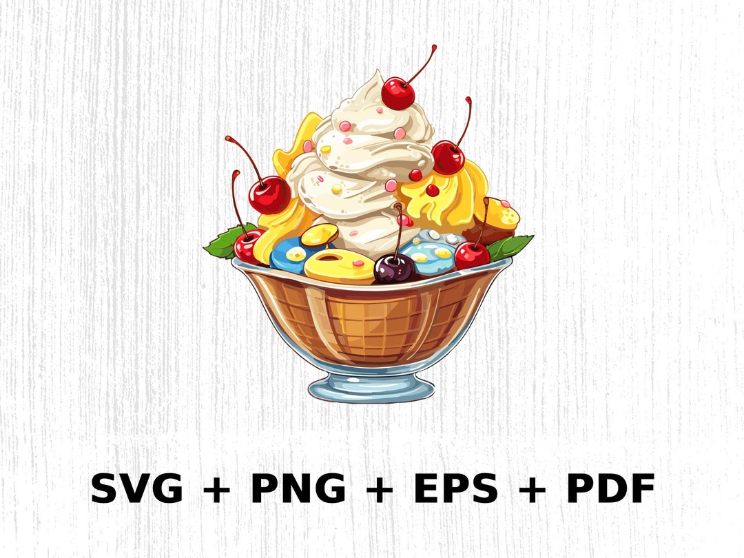 Cartoon Sundae SVG Png Eps, Commercial Use Clipart Vector Graphics for ...