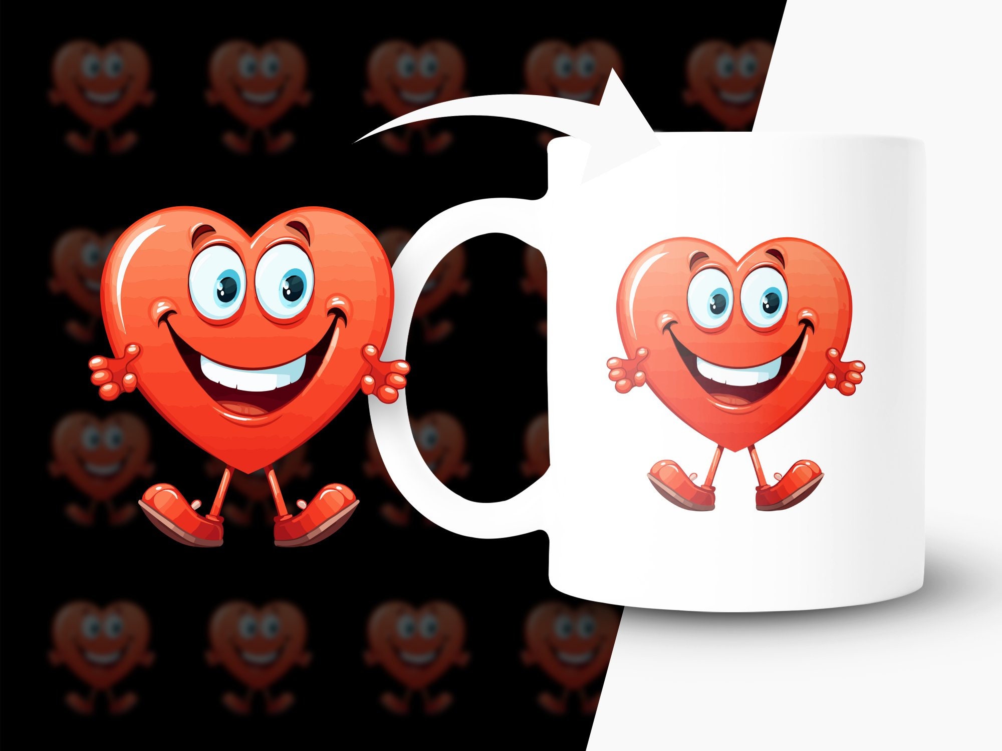 Heart Face SVG Png Eps, Commercial Use Clipart Vector Graphics for Wall ...