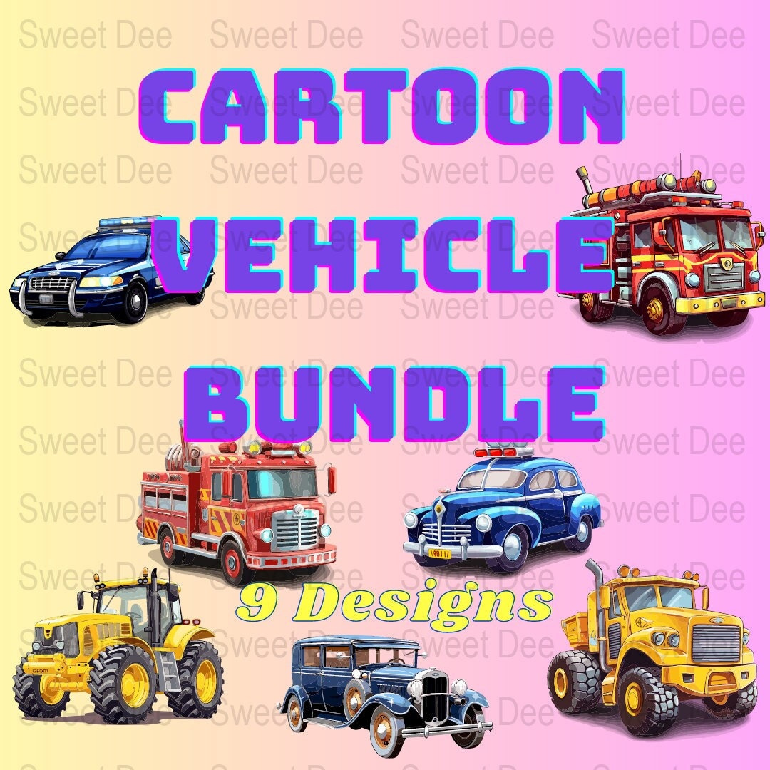 Cartoon Vehicle Clipart Bundle: SVG Vector Graphics (digital Download ...