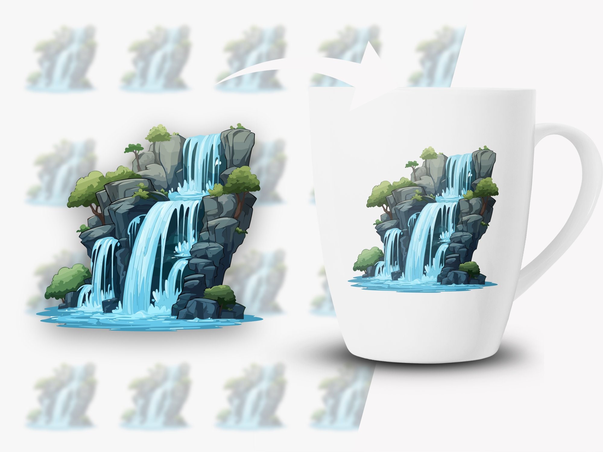 Waterfall SVG Png Eps, Commercial Use Clipart Vector Graphics for Wall ...