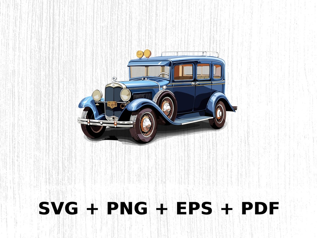Cartoon Old Car SVG Png Eps, Commercial Use Clipart Vector Graphics for ...