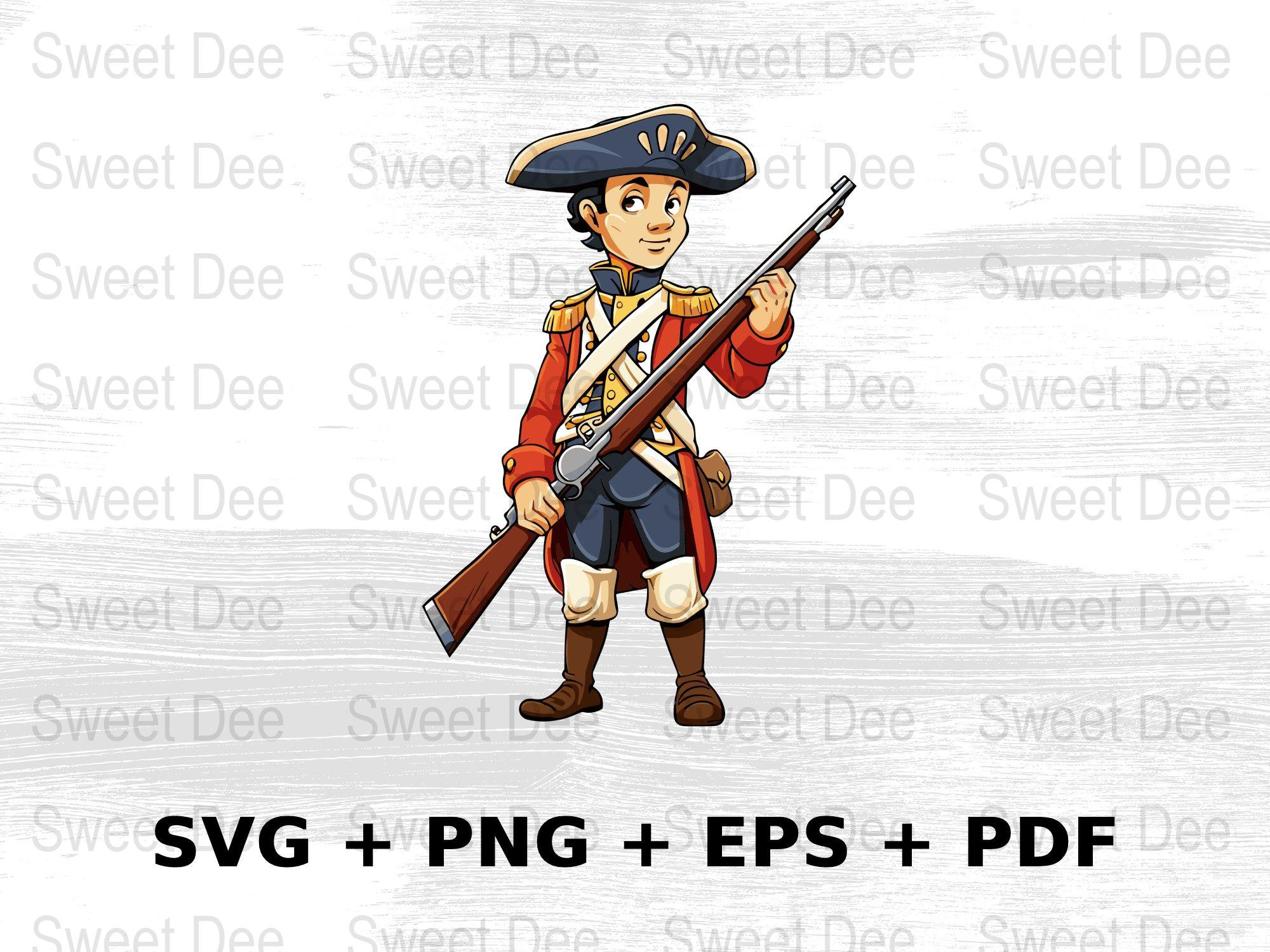 Cartoon Colonial Soldier Svg Png Eps, Commercial Use Clipart Vector ...