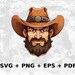 Cowboy Face SVG Png Eps, Commercial Use Clipart Vector Graphics for ...