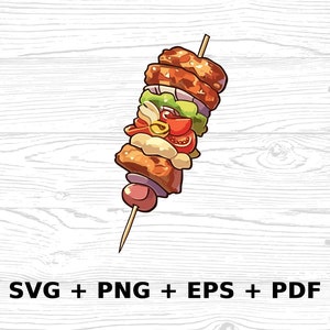 Cartoon Kabob SVG Png Eps, Commercial Use Clipart Vector Graphics for ...