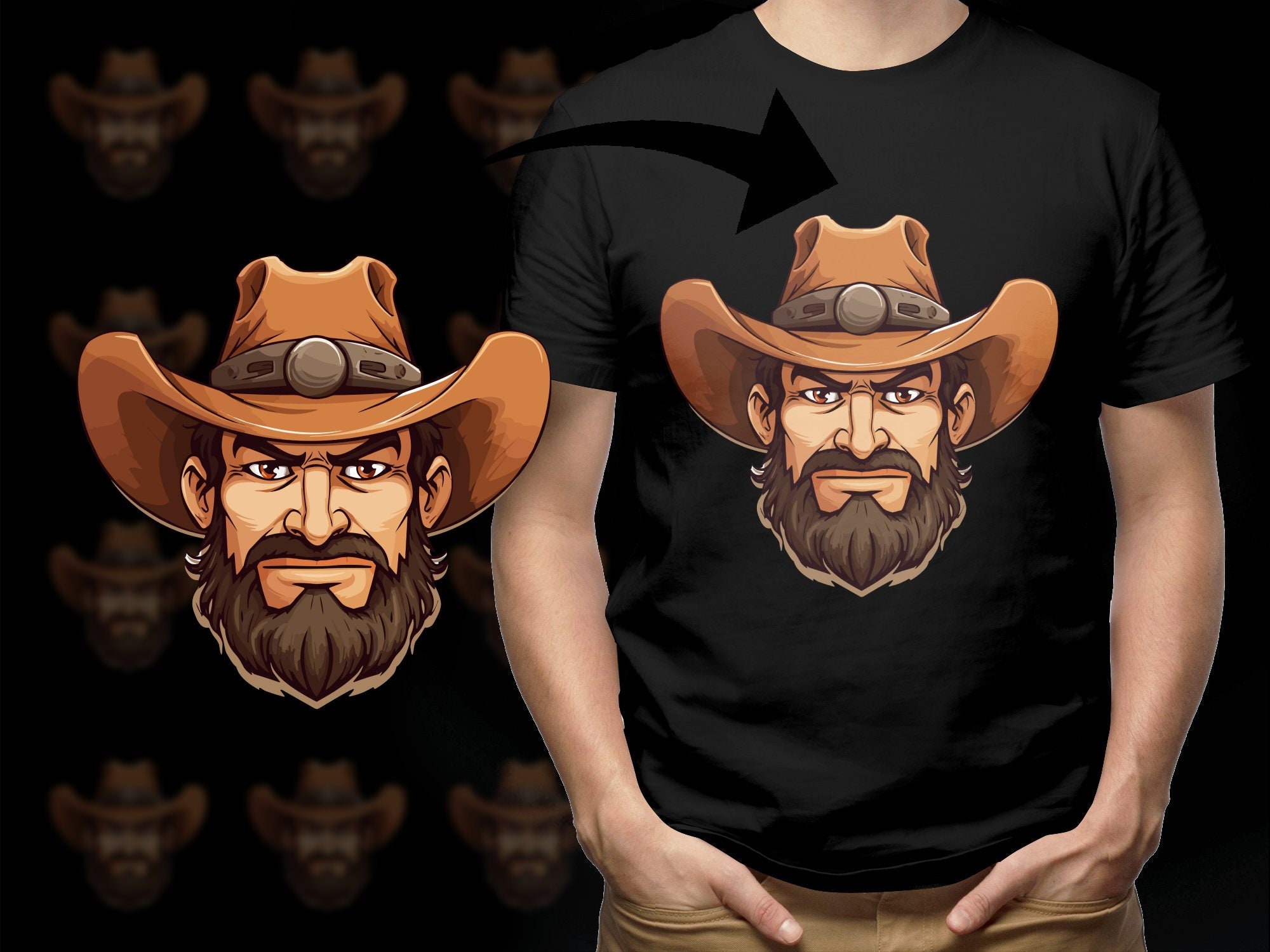 Cowboy Face SVG Png Eps, Commercial Use Clipart Vector Graphics for ...