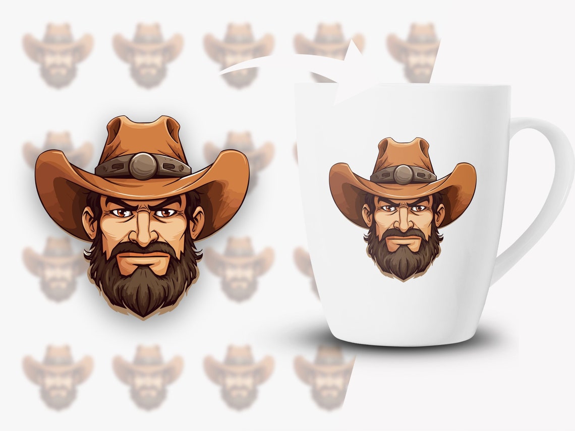 Cowboy Face SVG Png Eps, Commercial Use Clipart Vector Graphics for ...