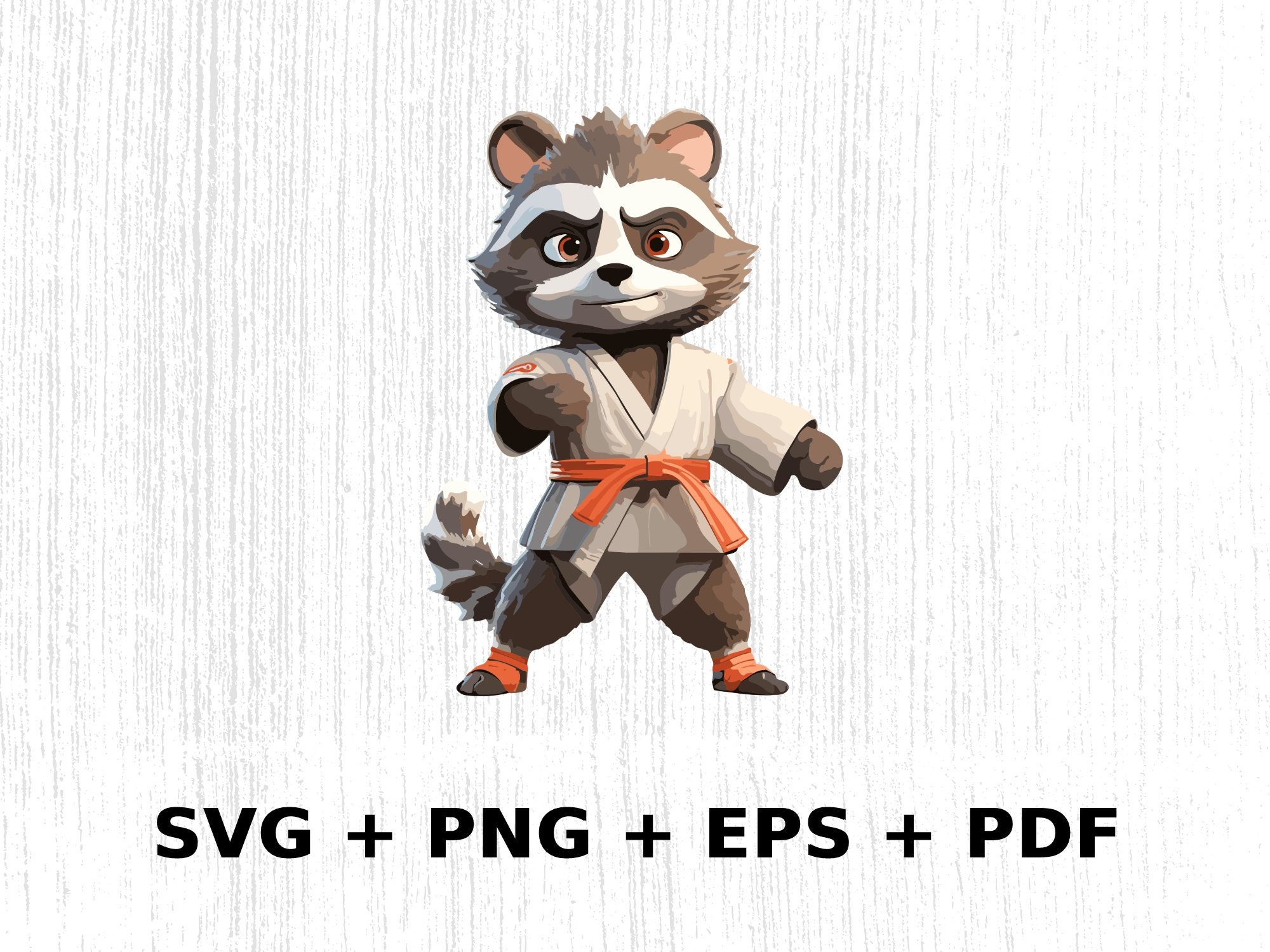 Cartoon Raccoon Karate SVG Png Eps, Commercial Use Clipart Vector ...