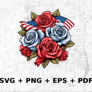 Cartoon Fourth of July Flowers SVG Png Eps, Commercial Use Clipart ...