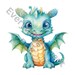 Cute Baby Dragon Watercolor Clipart, PNG, Art for Kids, High Quality ...