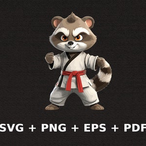 Raccoon Karate SVG Png Eps, Commercial Use Clipart Vector Graphics for ...