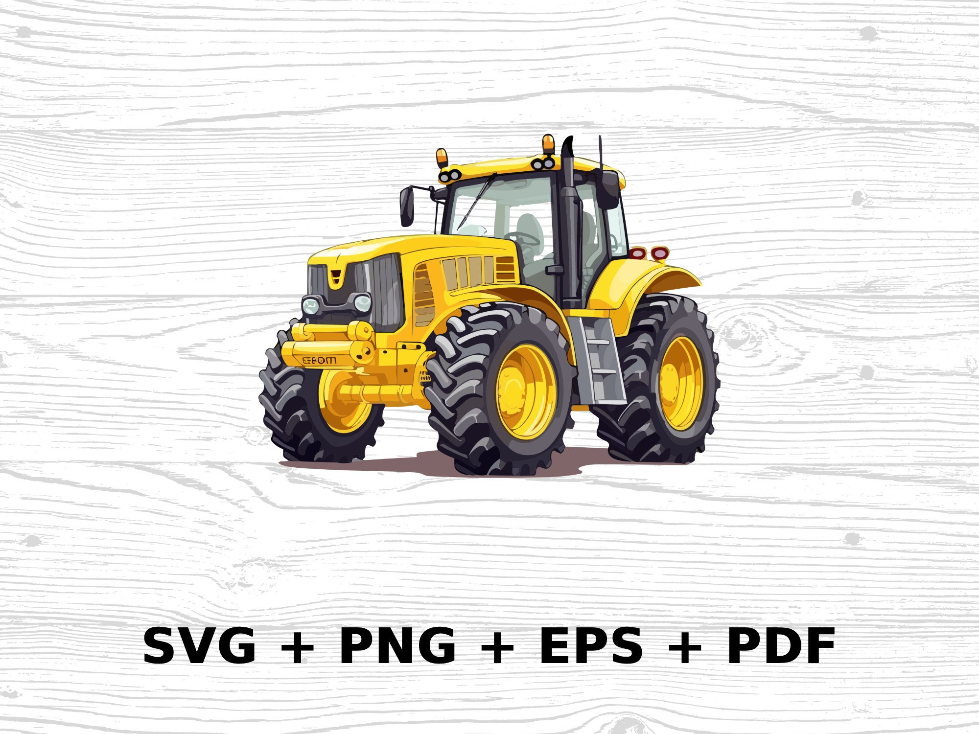 Cartoon Yellow Tractor SVG Png Eps, Commercial Use Clipart Vector ...