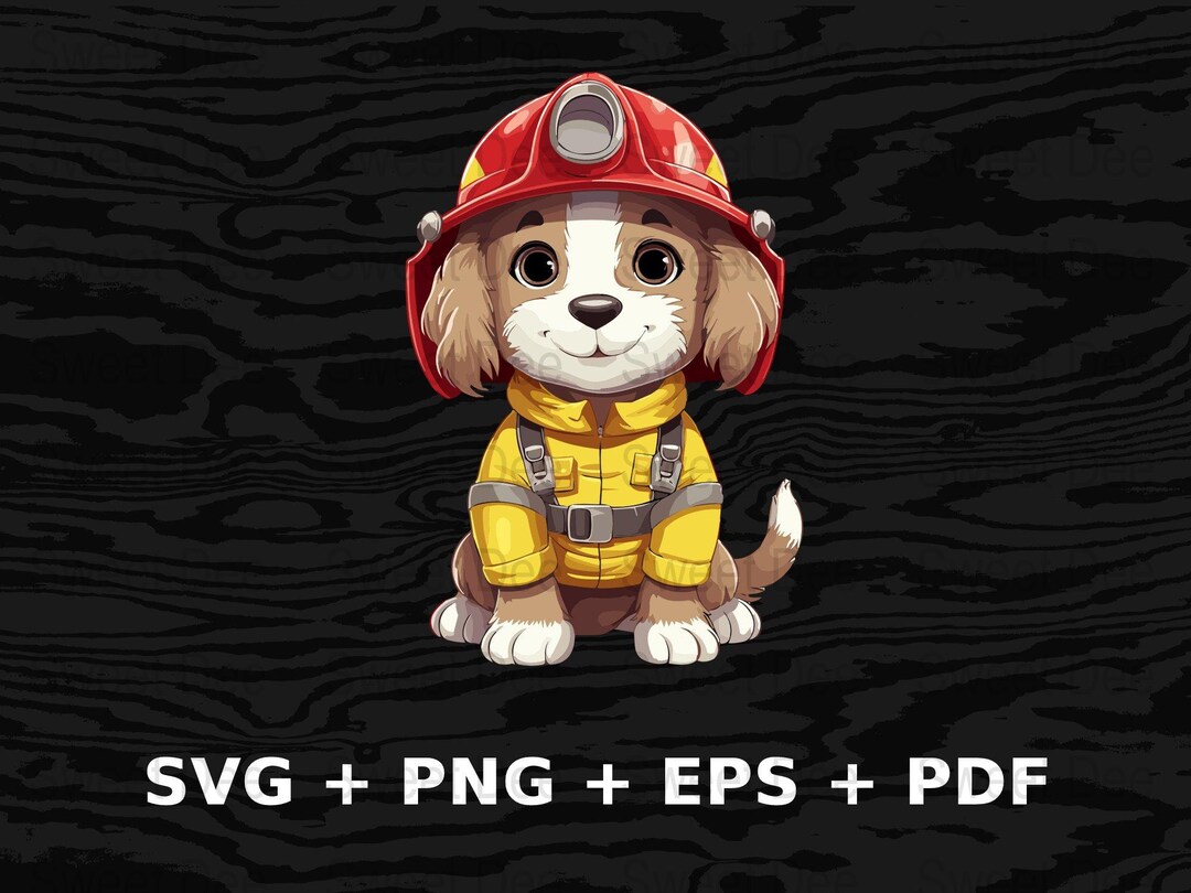 Cartoon Cute Dog Fireman Svg Png Eps, Commercial Use Clipart Vector ...