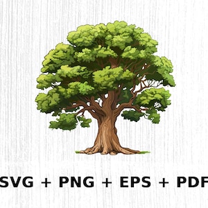 Oak Tree SVG Png Eps, Commercial Use Clipart Vector Graphics for Wall ...