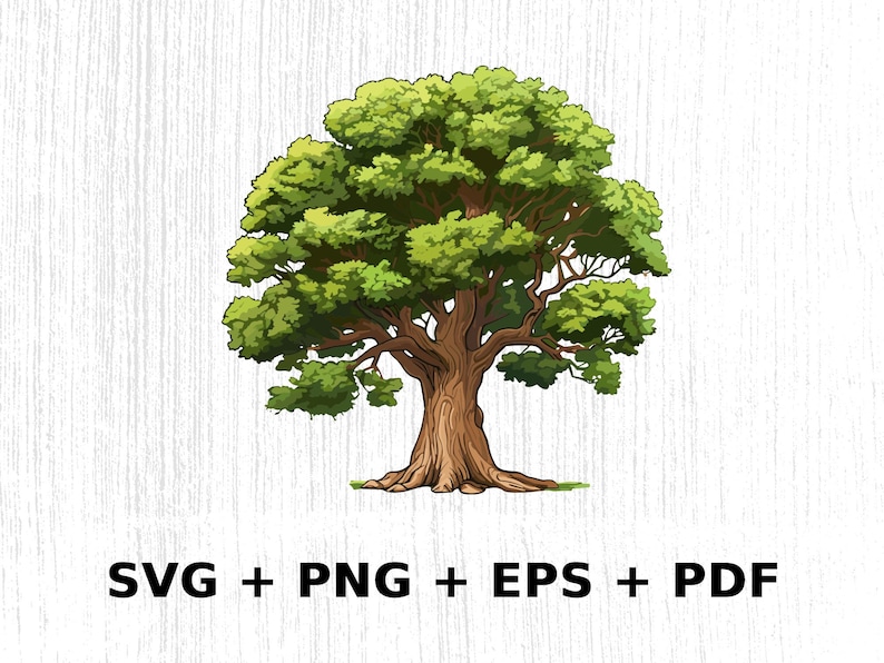 Oak Tree SVG Png Eps, Commercial Use Clipart Vector Graphics for Wall ...