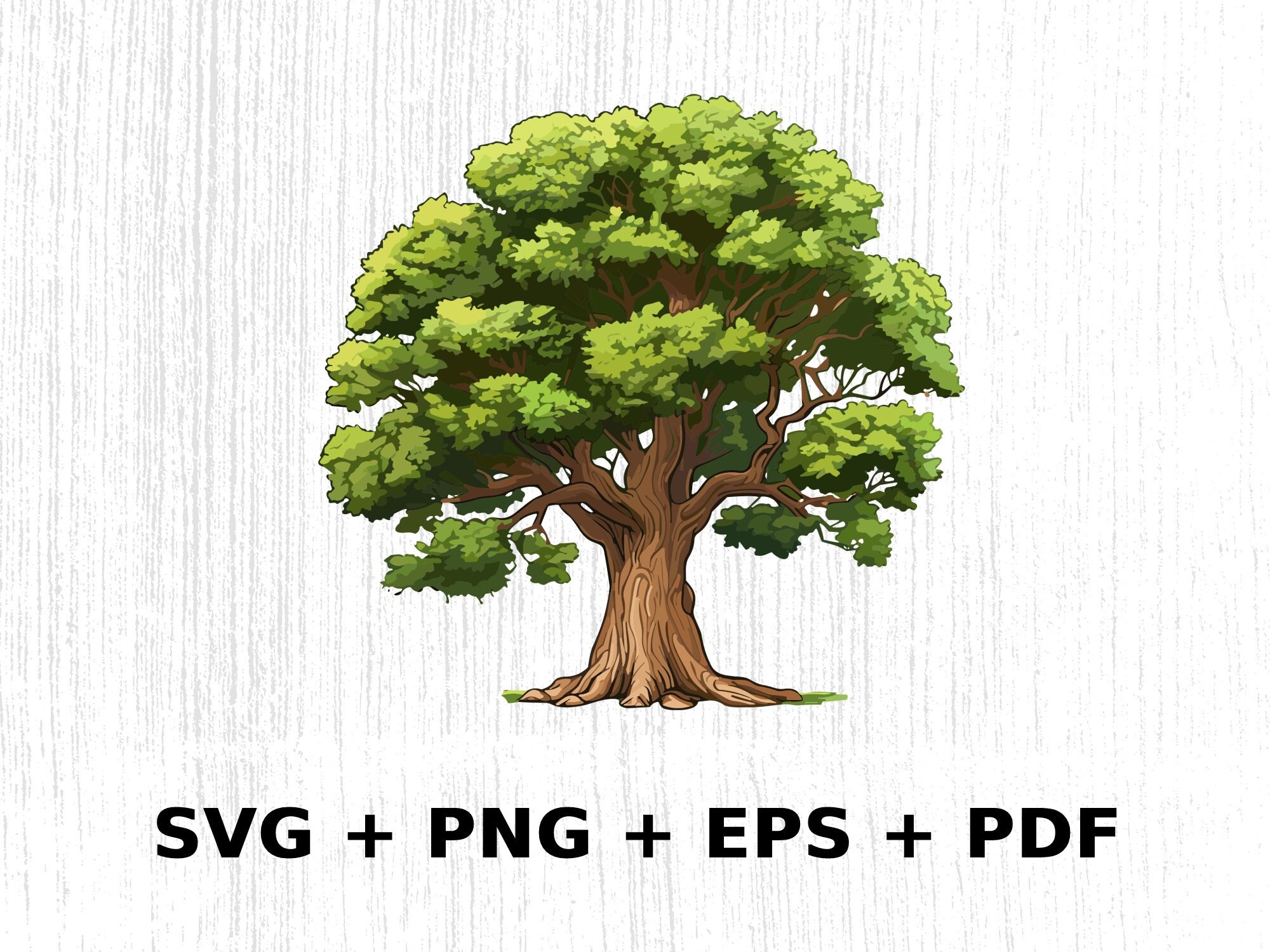 Oak Tree SVG Png Eps, Commercial Use Clipart Vector Graphics for Wall ...
