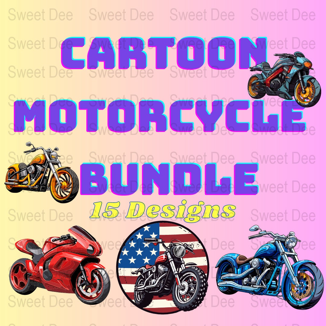 Cartoon Motorcycle SVG Bundle: Vector Clipart for POD (digital Download ...