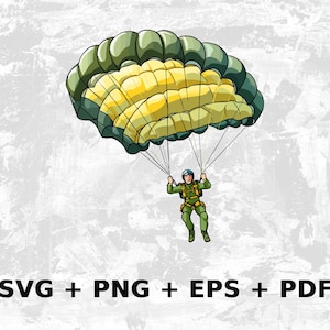 Parachute Man SVG Png Eps, Commercial Use Clipart Vector Graphics for ...