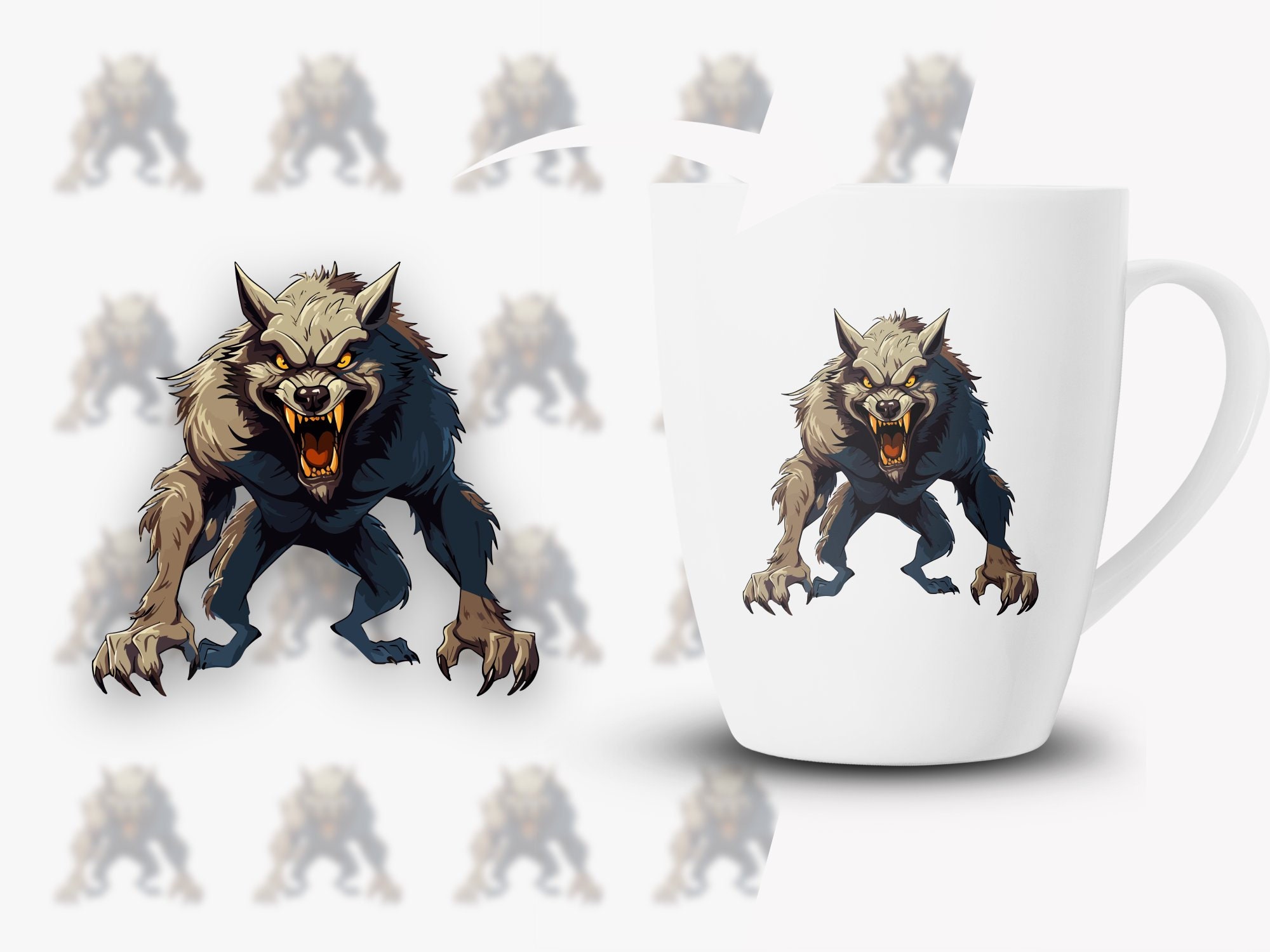 Werewolf SVG Png Eps, Commercial Use Clipart Vector Graphics for Wall ...