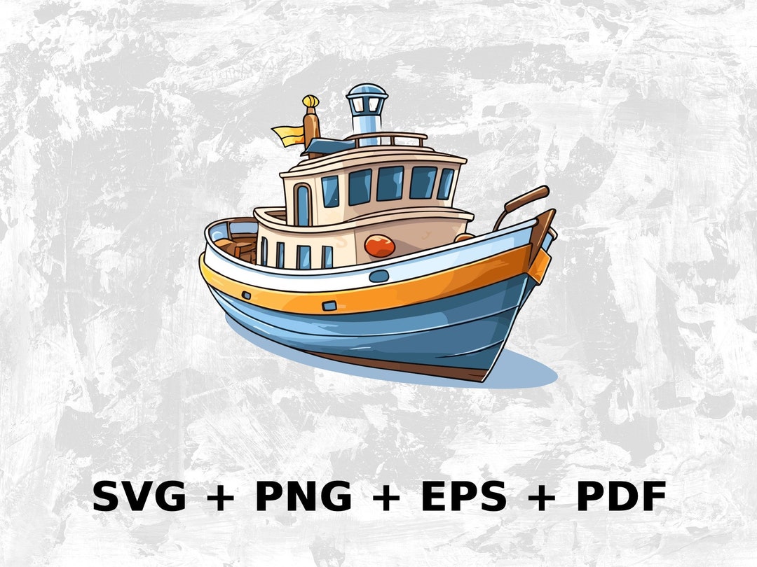 Cartoon Boat Svg Png Eps, Commercial Use Clipart Vector Graphics for ...