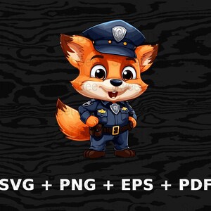 Cartoon Police Fox Svg Png Eps, Commercial Use Clipart Vector Graphics ...
