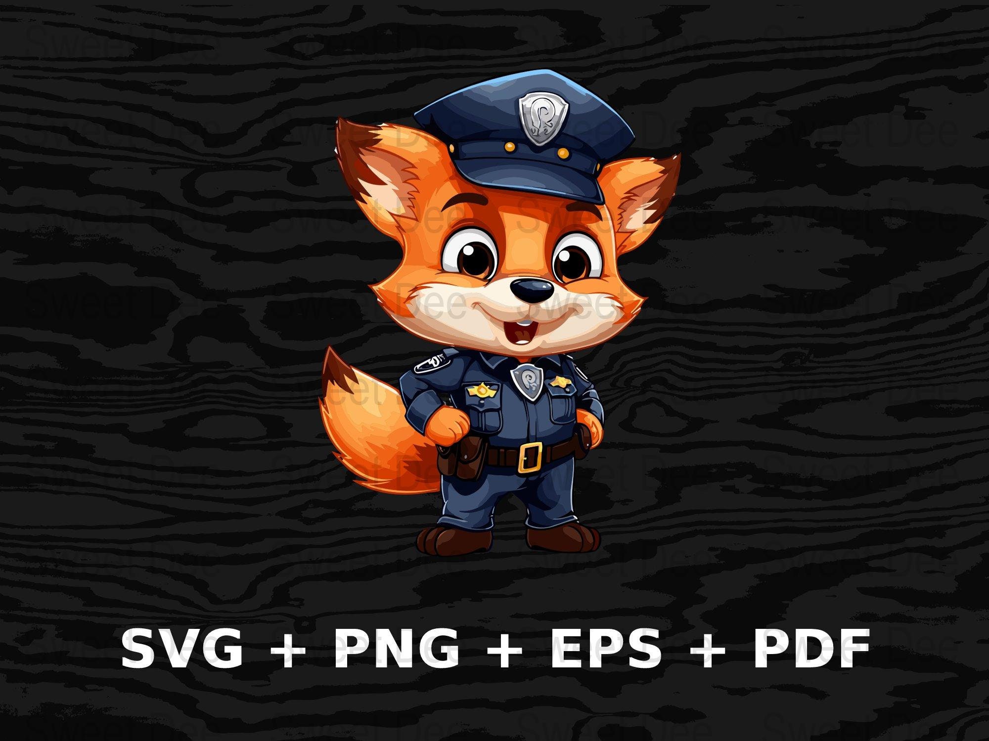 Cartoon Police Fox Svg Png Eps, Commercial Use Clipart Vector Graphics ...