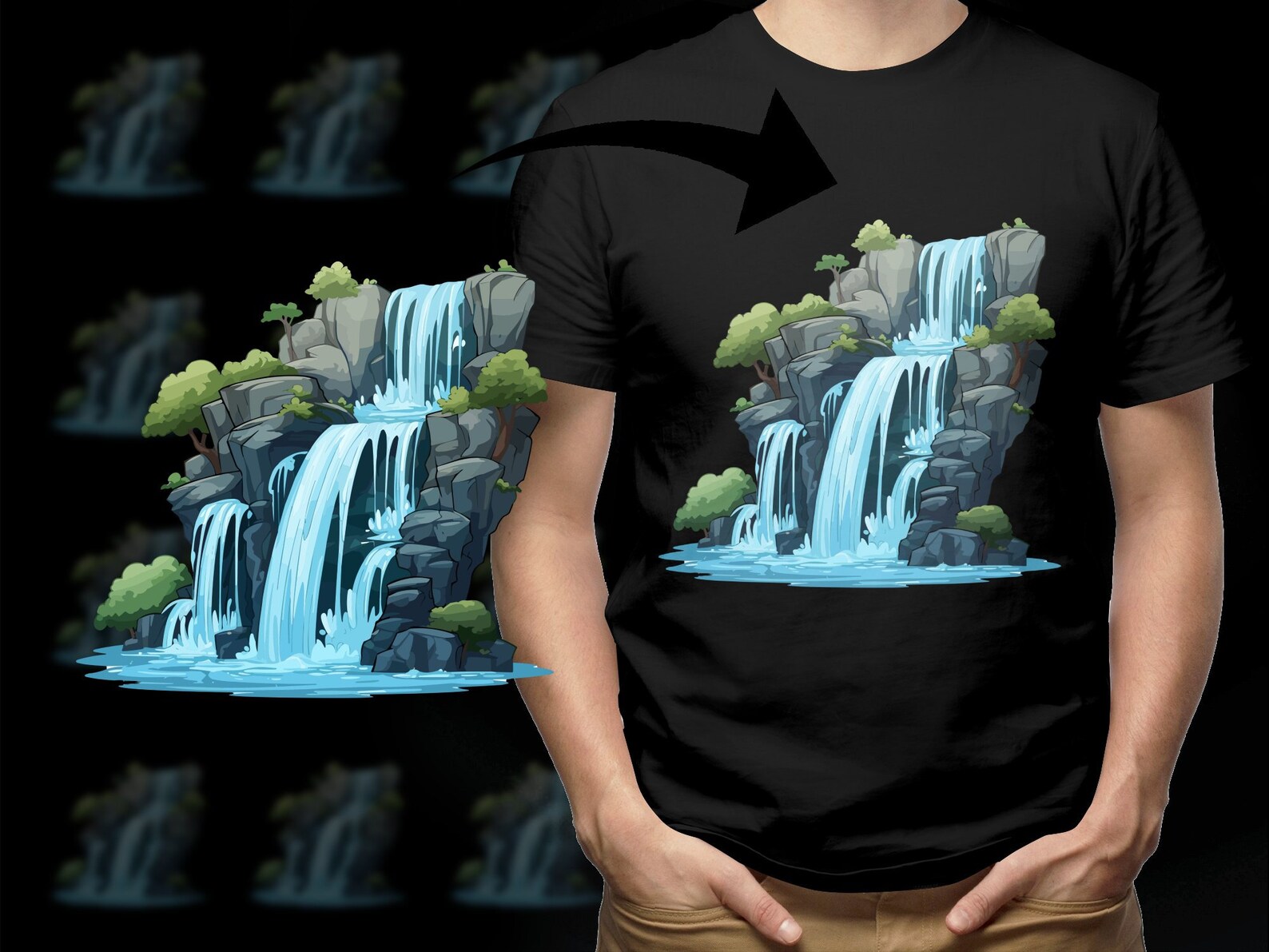 Waterfall SVG Png Eps, Commercial Use Clipart Vector Graphics for Wall ...