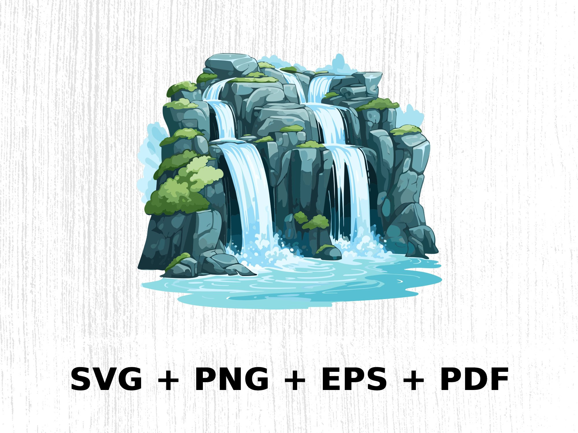 Cartoon Waterfall SVG Png Eps, Commercial Use Clipart Vector Graphics ...