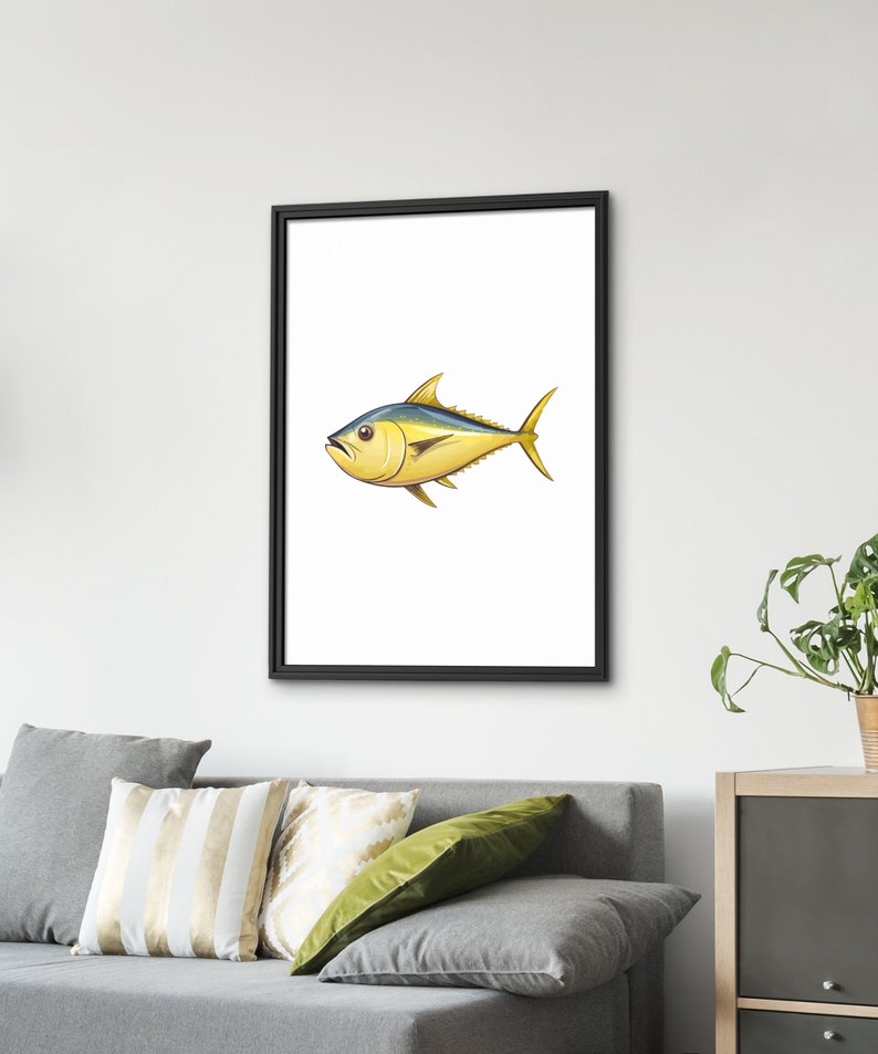 Cartoon Yellow Fin Tuna SVG Png Eps, Commercial Use Clipart Vector ...