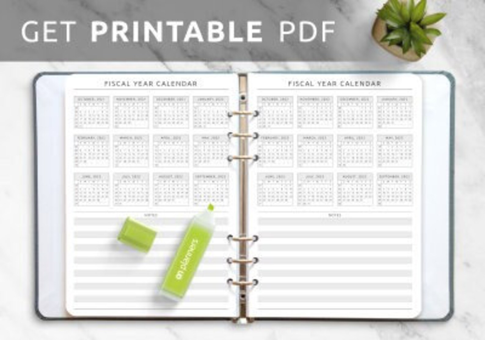 Printable Fiscal Year Calendar Template 2023-2024, Monthly Planner PDF ...