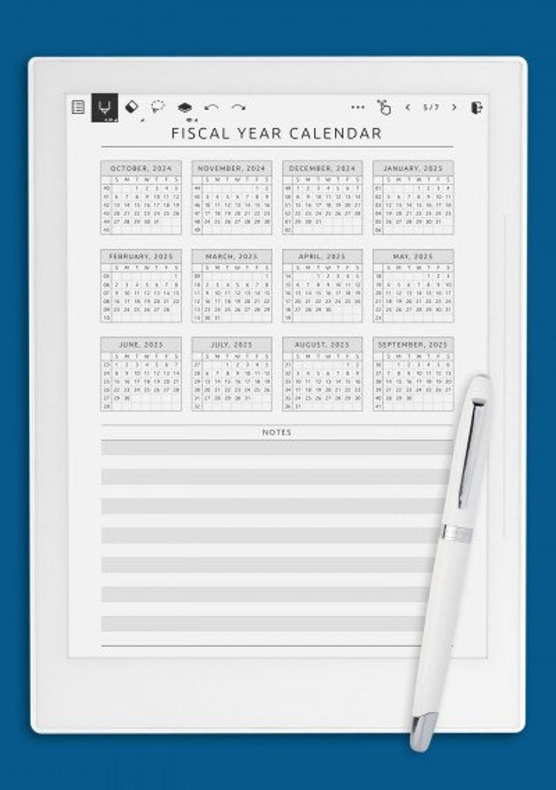 Printable Fiscal Year Calendar Template 2023-2024, Monthly Planner PDF ...