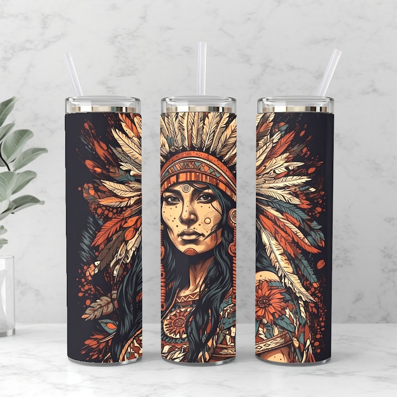 Native American Indian 20oz Sublimation Tumbler Designs, PNG Sized 9.2 ...