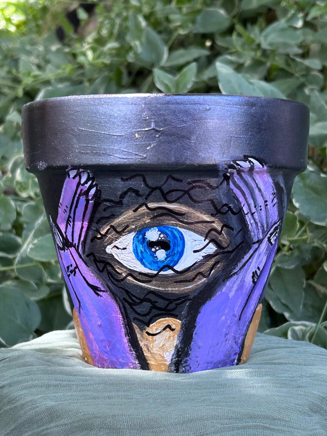 8" Painted Terra Cota Planter Pot - Evil Eye, Tarot - Etsy