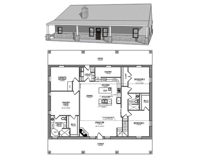House Plans Pdf's - 4 Bdrm / 2 1/2 Bath - House Plan Home Designed Custom House Plan Blueprints ...