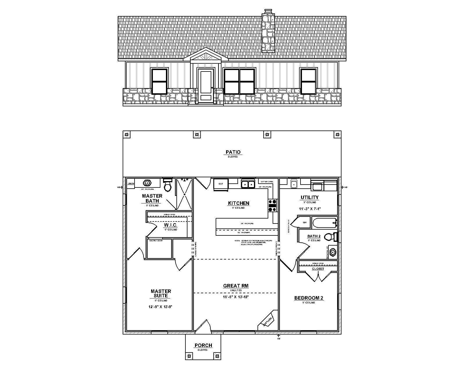 Small House CAD Files - 2 Bdrm / 2 Bath House Plan Home Designed Custom ...