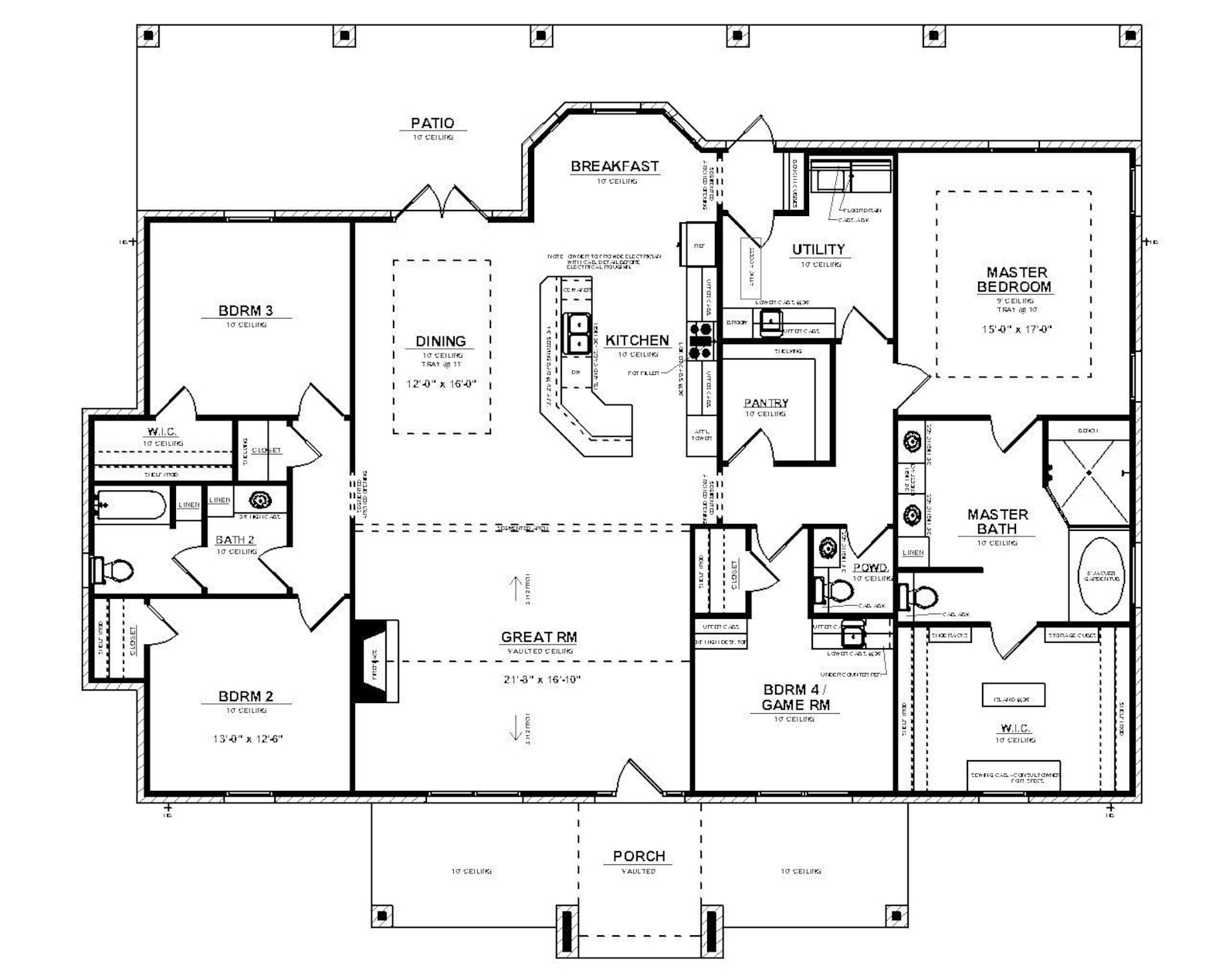 4 Bedroom House Plans: 2755 Sq Ft DWG CAD Files (downloadable ...