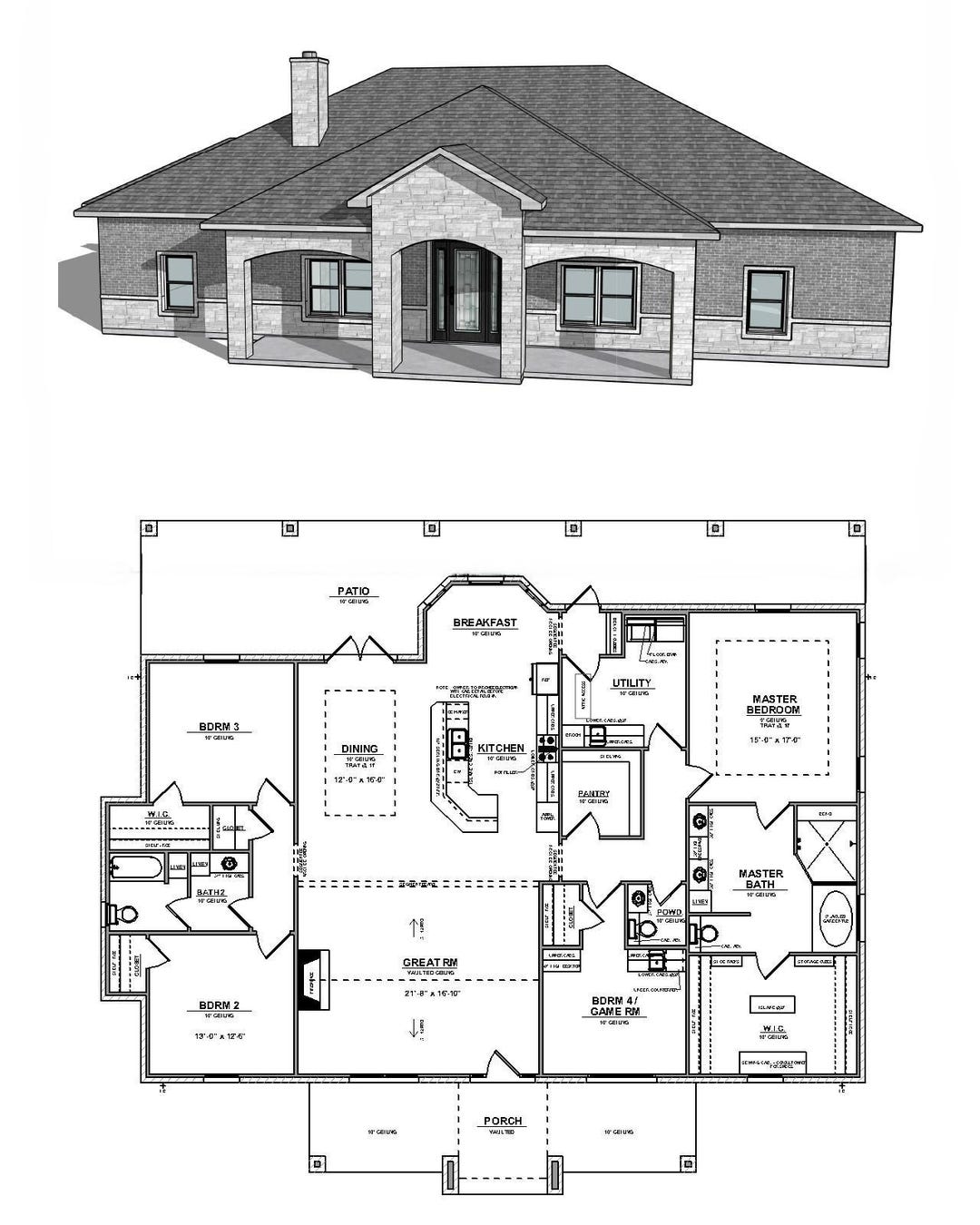 Floor Plan CAD File 4 Bdrm / 2 1/2 Bath House Plan Home Designed Custom ...