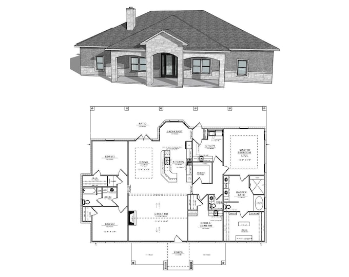4 Bedroom Floor Plan: 2755 Sq Ft (PDF Downloadable Blueprint - Etsy