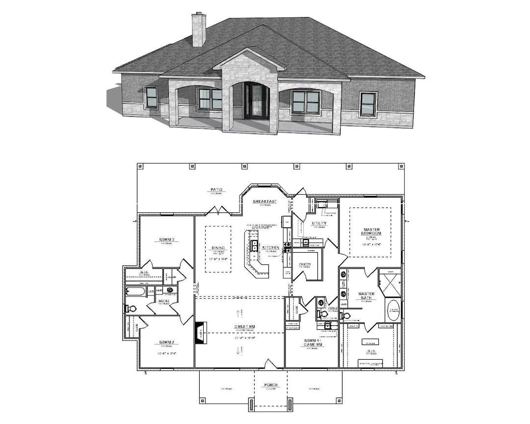 House Plans PDF: 4 Bdrm, 2.5 Bath, 2755 Sq Ft (download) - Etsy