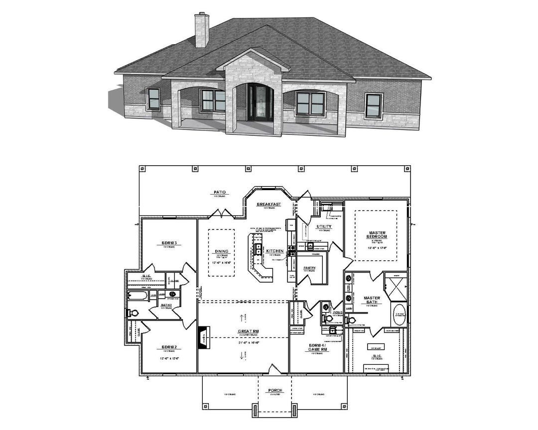 4 Bedroom House Plans: 2755 Sq Ft DWG CAD Files (downloadable ...