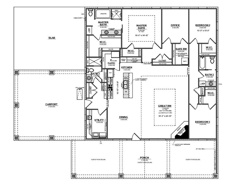 3 Bedroom Floor Plan CAD File: Custom Home Design Blueprint (digital ...